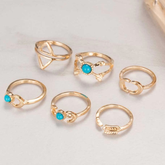 Buckle | Jewelry | Nwt Womens Buckle Boho Ring Set Gold 6 Rings | Poshmark
